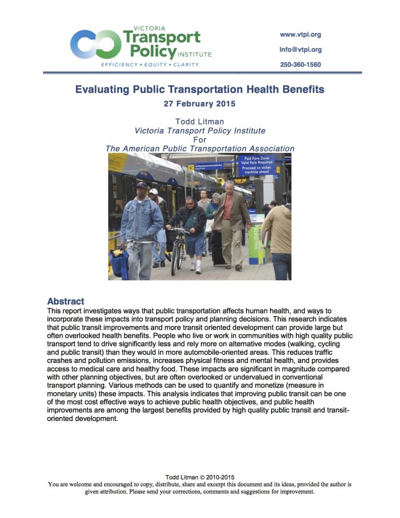 Evaluating Public Transportation Health Benefits - National Resources ...
