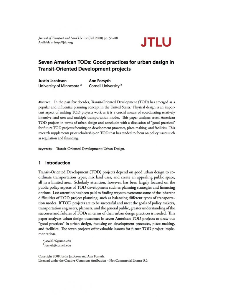 Seven American TODs: Good practices for urban design in TOD Projects ...