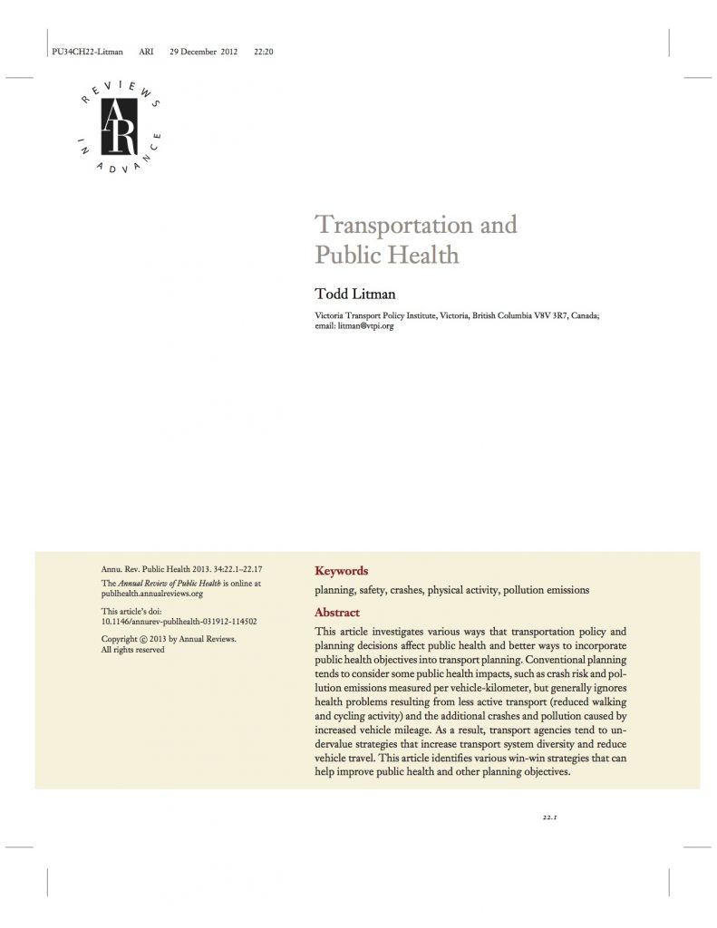 Transportation and Public Health - National Resources & Technical ...